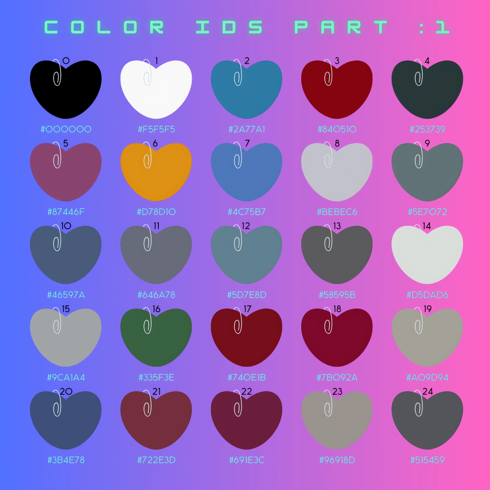 color ids part 1 from 0 to 24