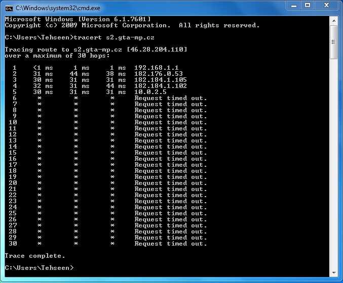 Tracert for showing niCe